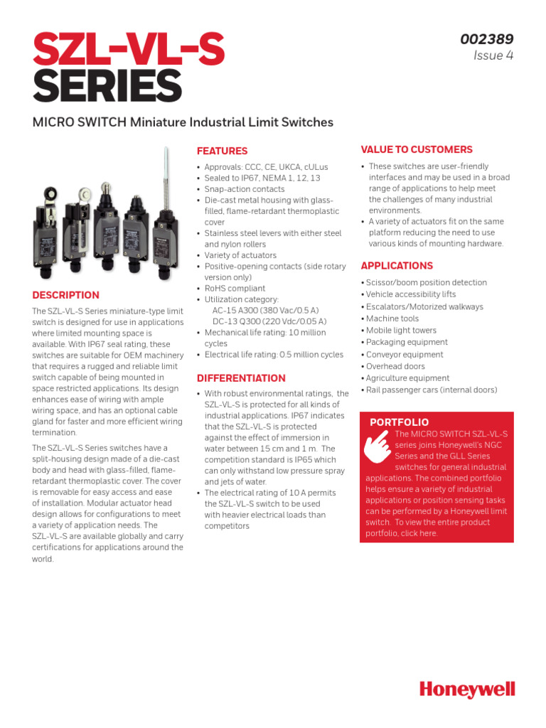 Sps Siot SZL VL Limit Product Sheet Ciid 169469 | PDF | Switch | Home ...