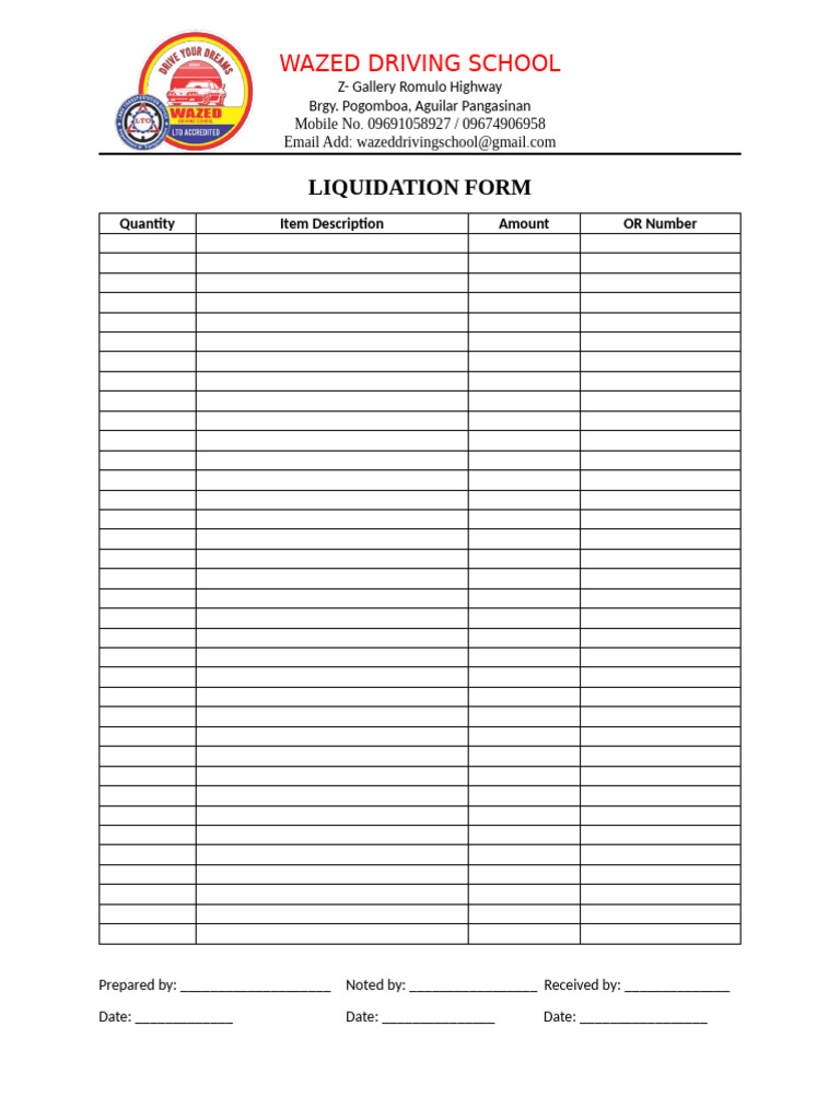 LIQUIDATION FORM | PDF