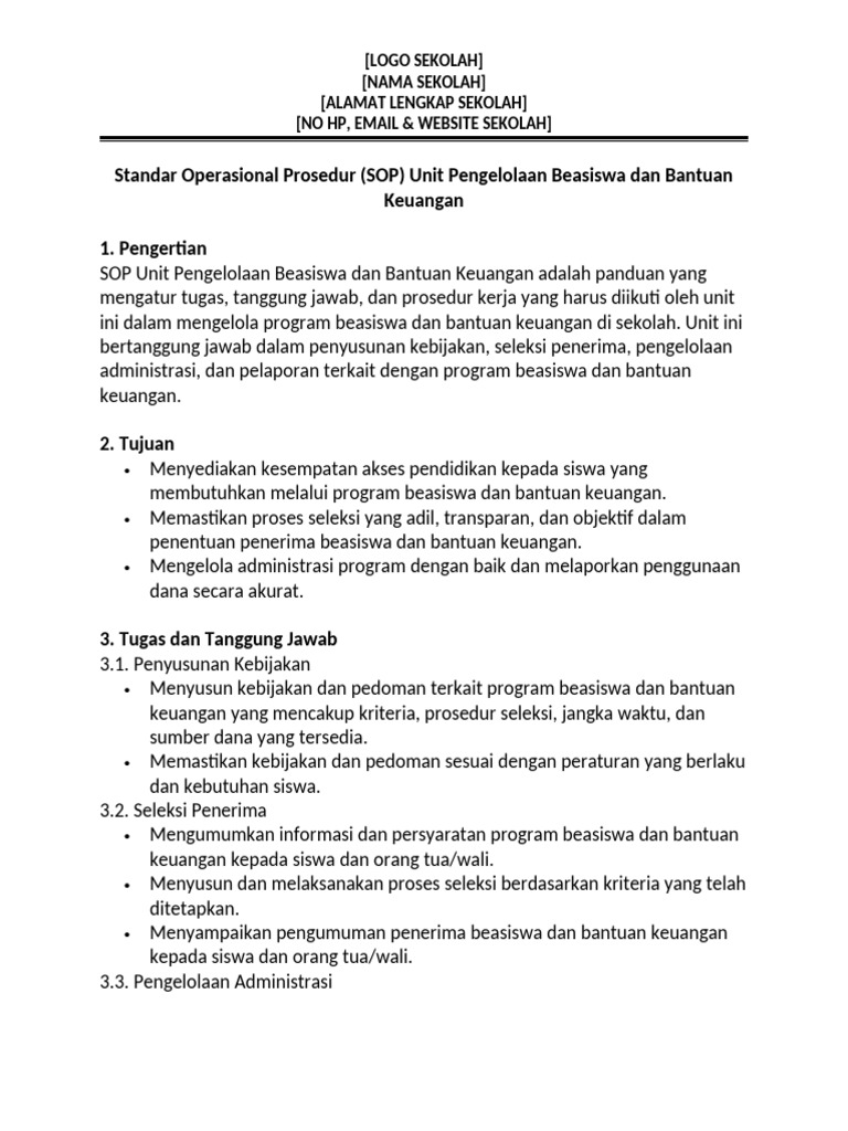 sop_unit_pengelolaan_beasiswa_dan_bantuan_keuangan1 | PDF