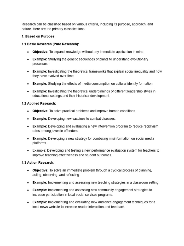Classification of Research | PDF | Quantitative Research | Career & Growth