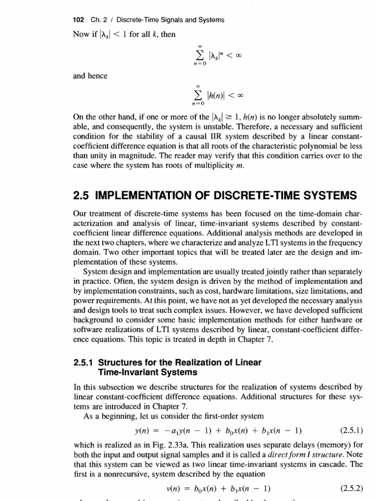 Implementation Of Discrete Time Systems Pdf Recurrence Relation