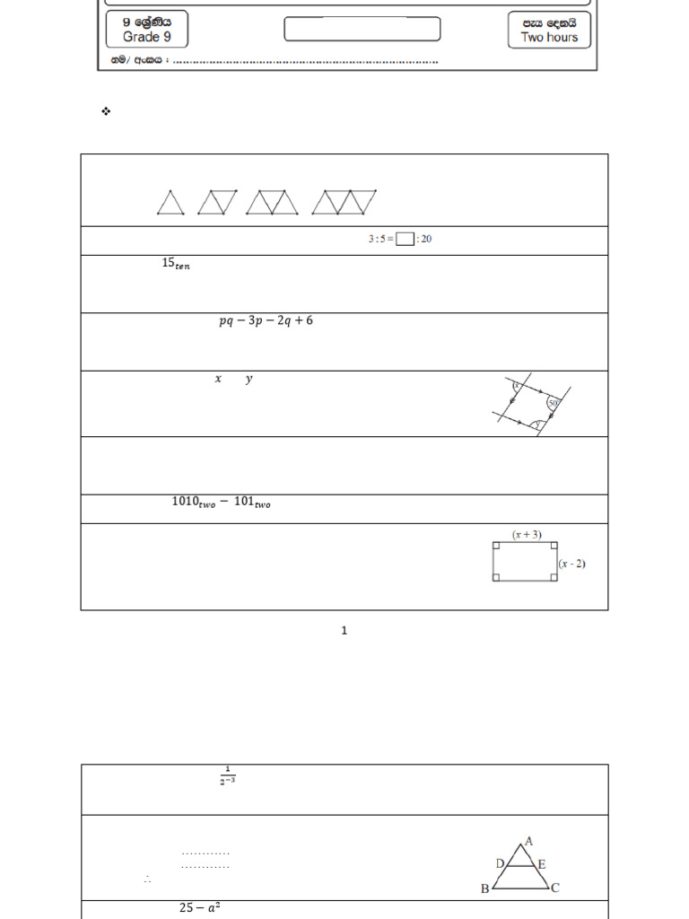 Grade 9 Maths EM | PDF