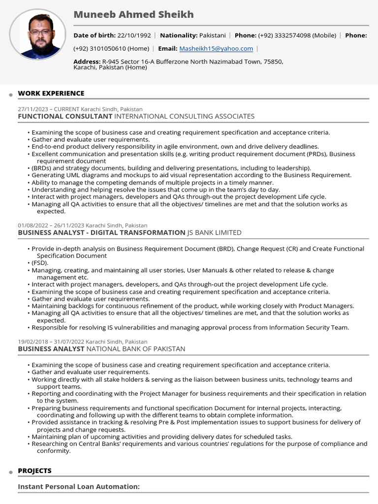 Muneeb Ahmed Sheikh - Resume | PDF | Personal Identification Number ...