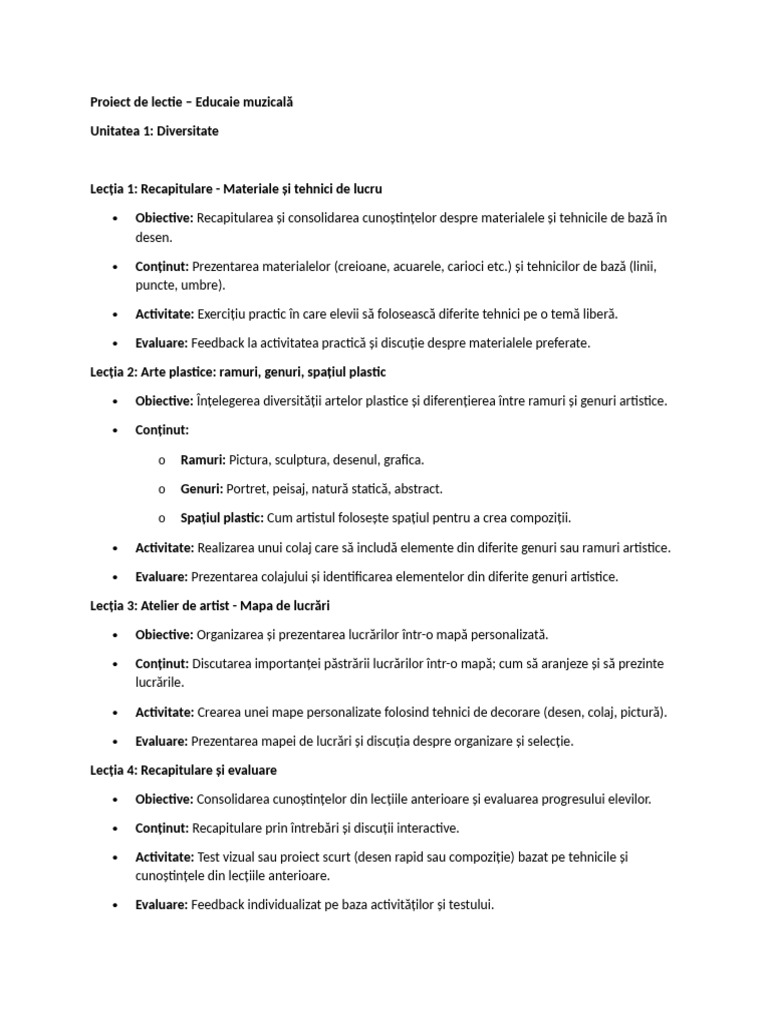 Proiect de Lectie | PDF
