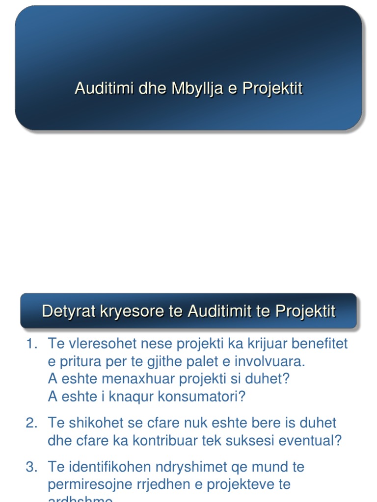 Auditimi Dhe Mbyllja e Projektit | PDF