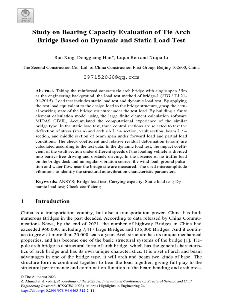 Study On Bearing Capacity Evaluation of Tie Arch Bridge Based On ...