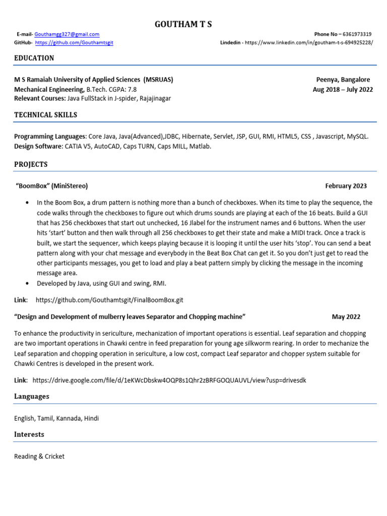 Goutham Resume | PDF