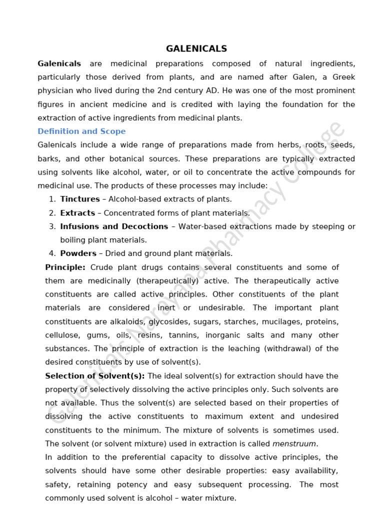 GALENICALS | PDF