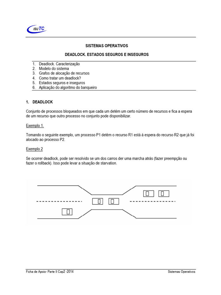 SO - Ficha de Apoio - Cap 2. Parte II. Deadlock | PDF