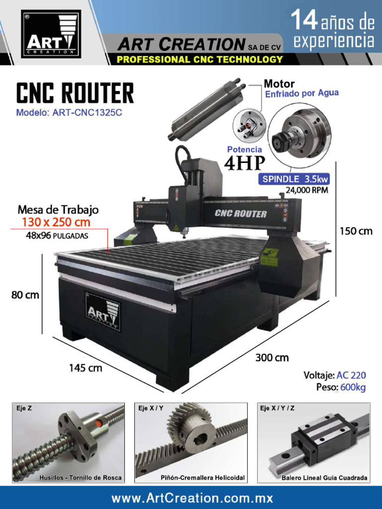 Ficha Tecnica CNC Router ART-CNC-1325 | PDF