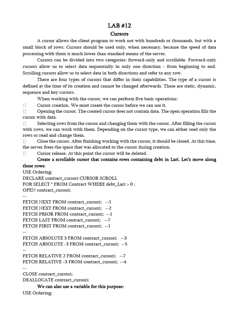 ENG - LAB - 11 - Cursors | PDF