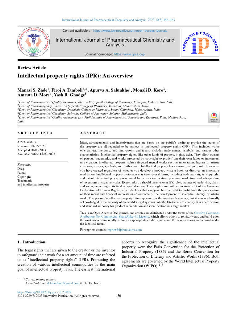 Intellectual Property Rights IPR An Overview | PDF
