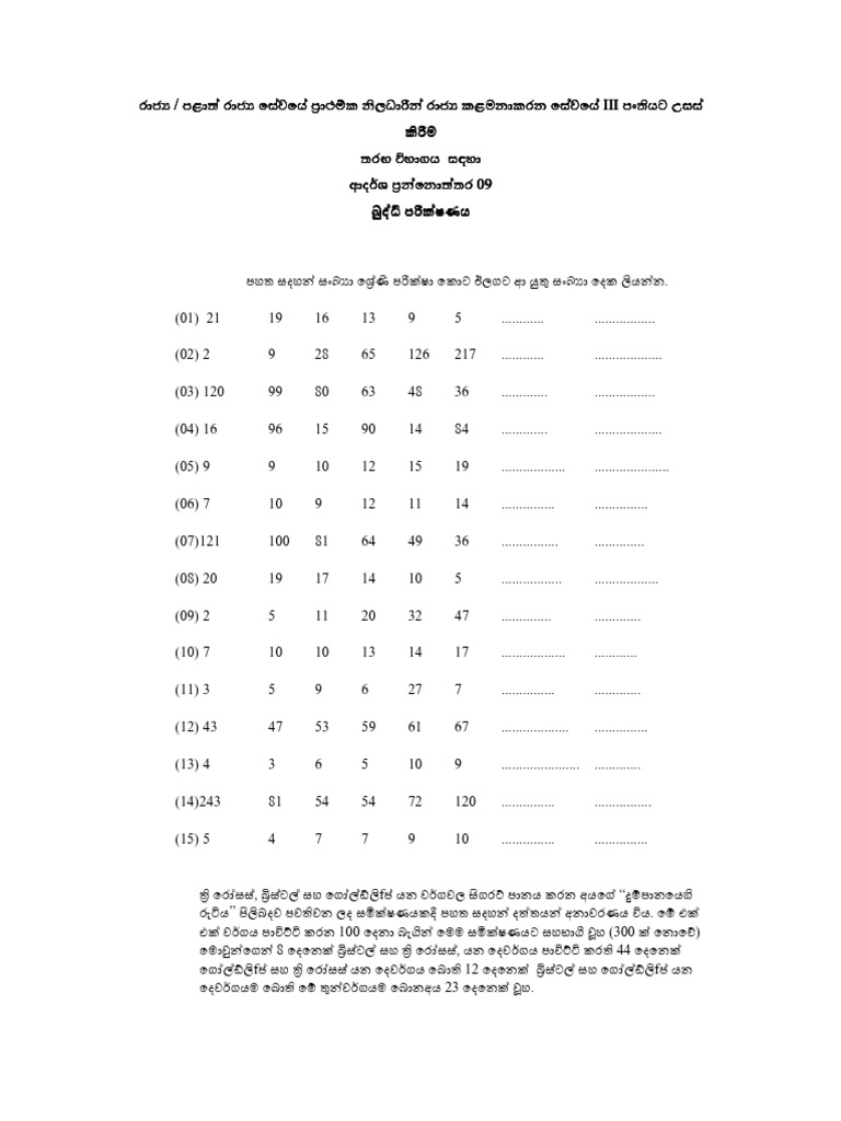answer_sheets_Module Papers 09 | PDF