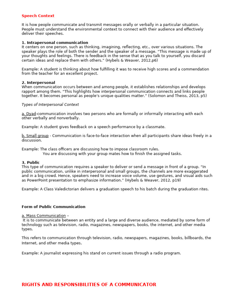 Handouts Speech Context | PDF