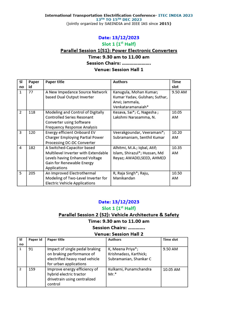 iTEC INDIA 2023 Technical Session Schedule | PDF