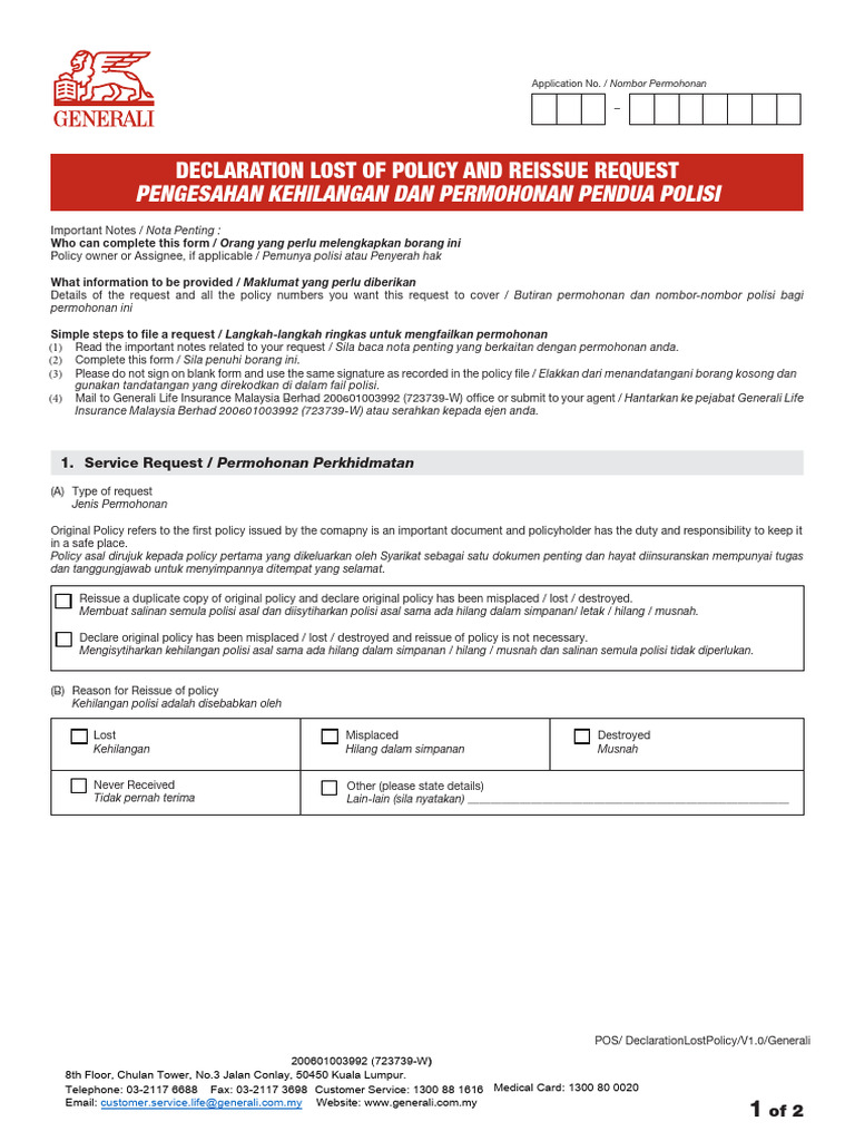 66616eebc4a1cdf94f9b4a65 - Generali Life - DECLARATION LOST OF POLICY ...