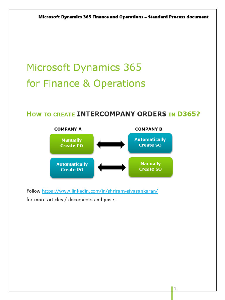 Microsoft Dynamics 365 For Finance & Operations: Intercompany Orders | PDF