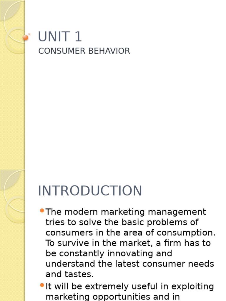 Unit 1 Consumer Behavior | PDF