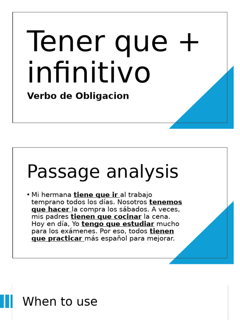 Tener Que + Infinitivo | PDF