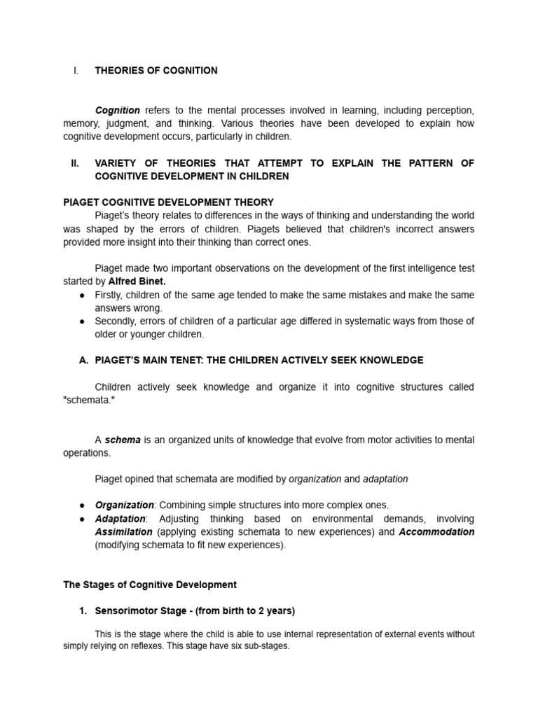 Theories of Cognition | PDF | Cognitive Development | Cognition