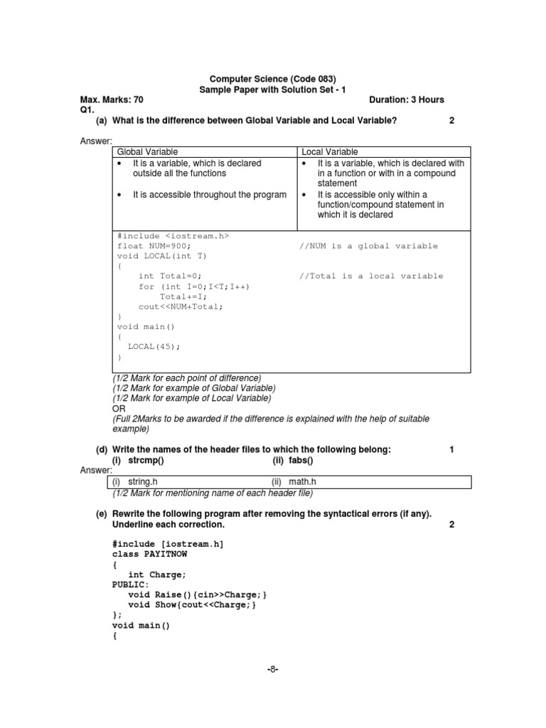 12 2009 Sample Paper Computer Science 01 Ms | PDF | Web Browser ...