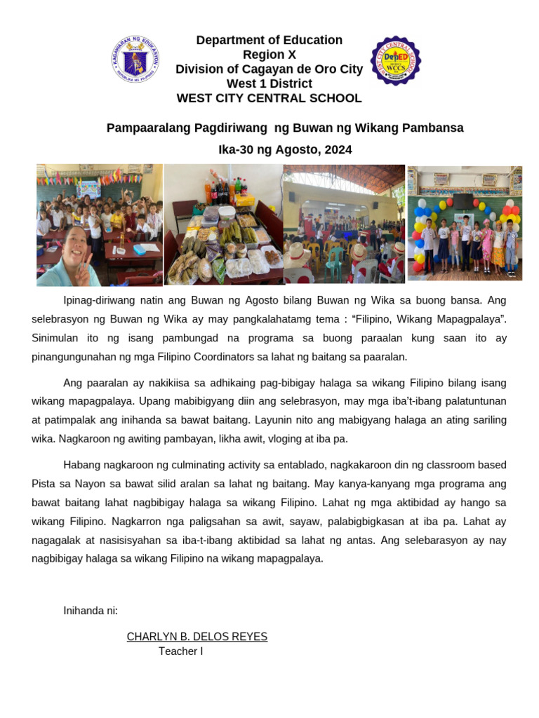 Pampaaralang Pagdiriwang NG Buwan NG Wikang Pambansa | PDF