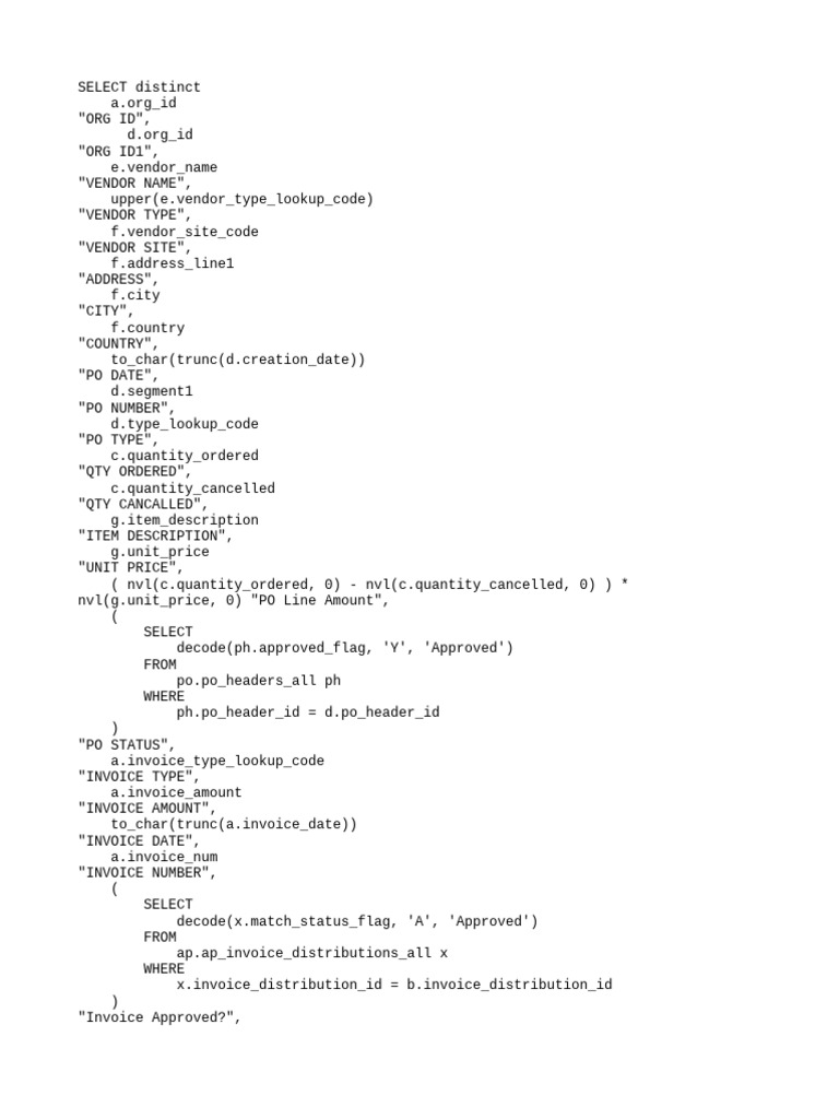 Ap Table Po Table Join | PDF