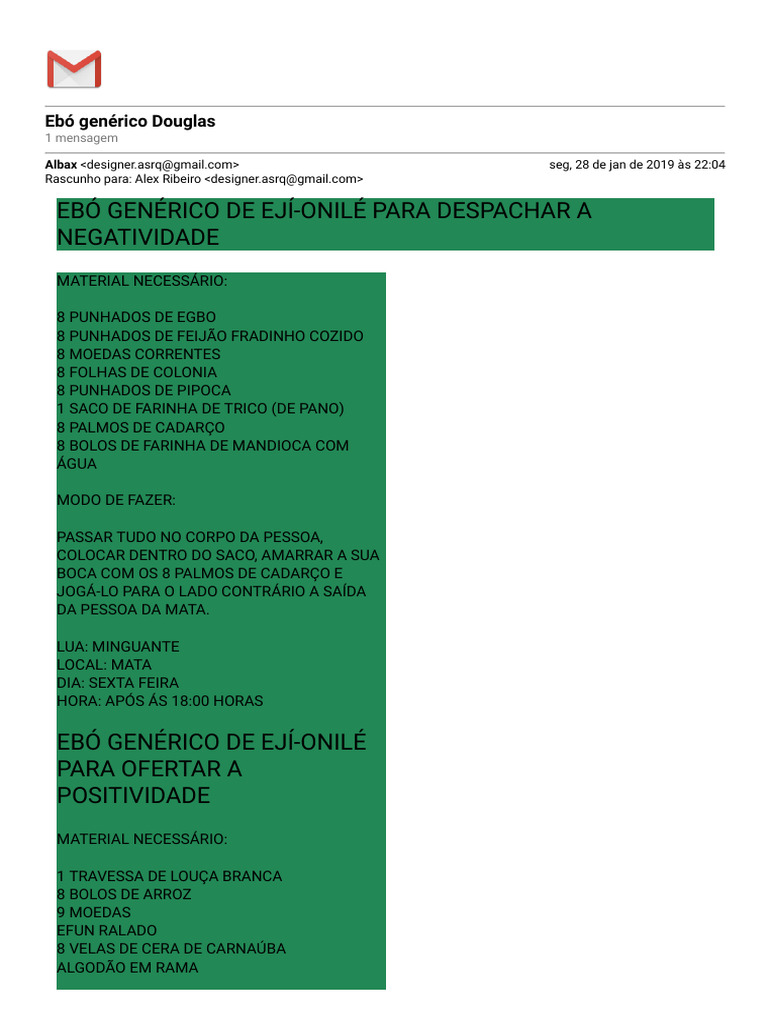 Gmail - Ebó genérico Douglas | PDF
