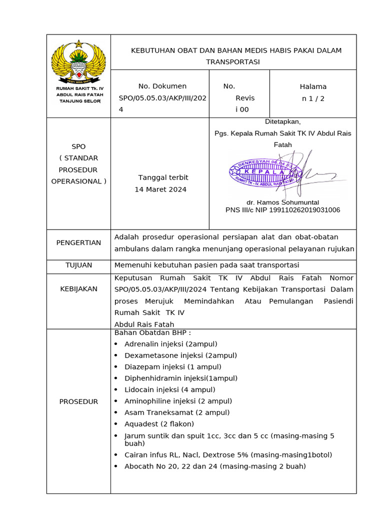 Sop Obat Habis Pakai | PDF