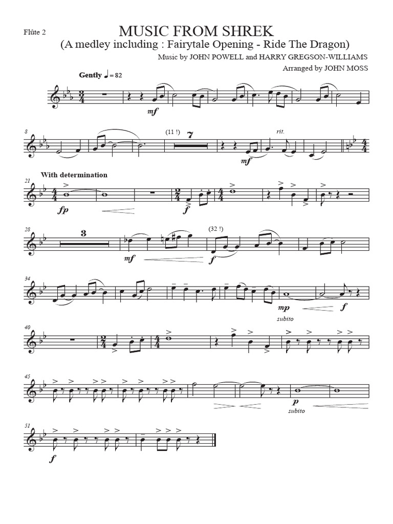 MUSIC FROM SHREK - Flûte 2 | PDF