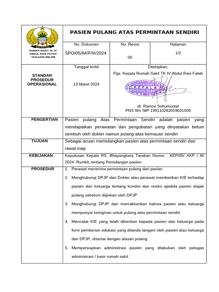 Sop Aps Pdf