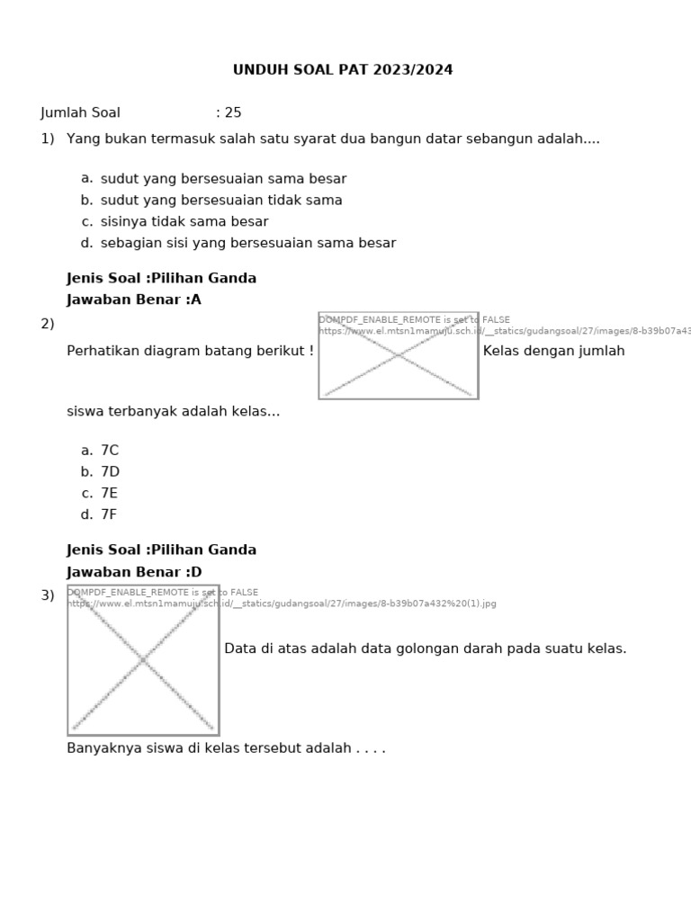 Lembar Soal PAT 2023 - 2024 | PDF