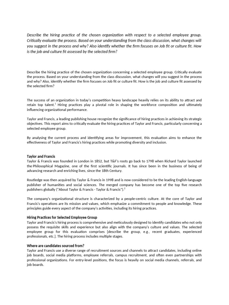 Group 1 - HRM Assignment - Hiring Practice-1 | PDF | Recruitment ...
