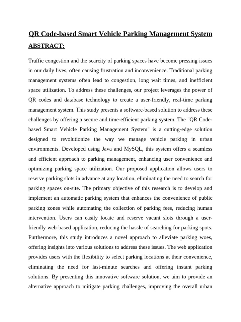 QR Code-Based Smart Vehicle Parking Management System | PDF | Qr Code ...