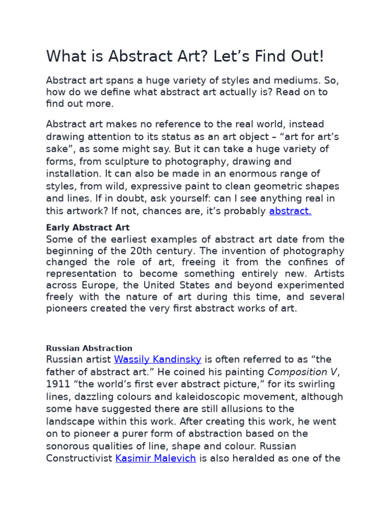 What Is Abstract Art | PDF | Abstract Art | Classics