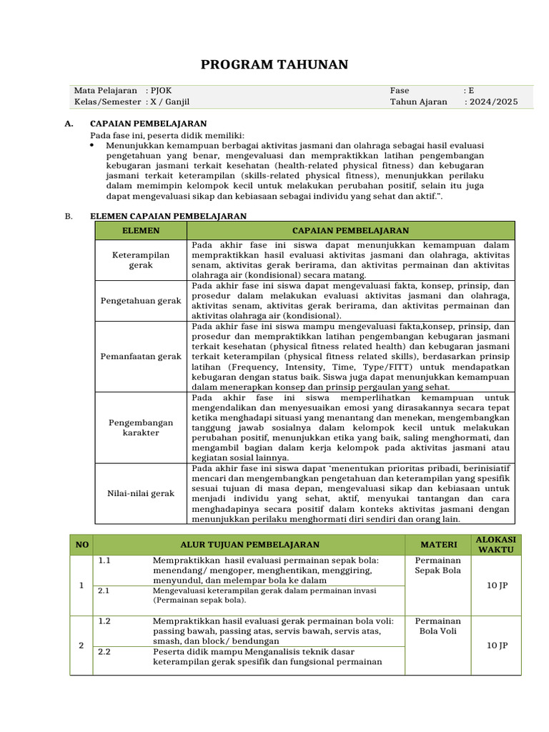 Prota Pjok 2024 | PDF