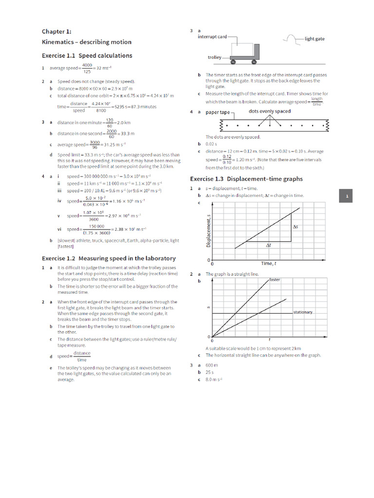 Kinematics WORKBOOK MS | PDF