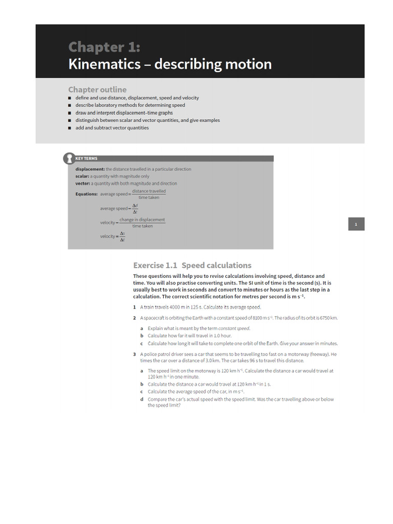 Kinematics WORKBOOK | PDF