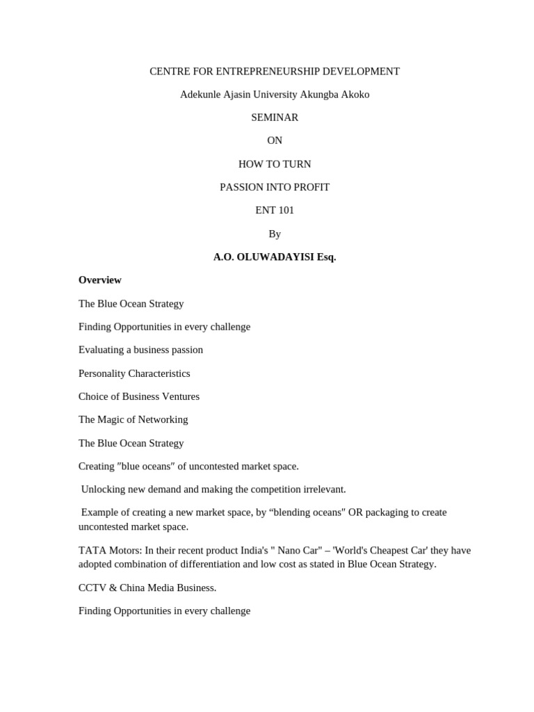 Ent 101 Module-1 | PDF | Entrepreneurship | Cognition Ent 101 Module-1 | PDF | Entrepreneurship | Cognition