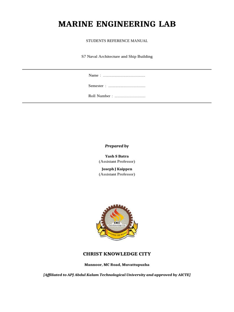 Marine Engineering Lab | PDF | Internal Combustion Engine | Piston