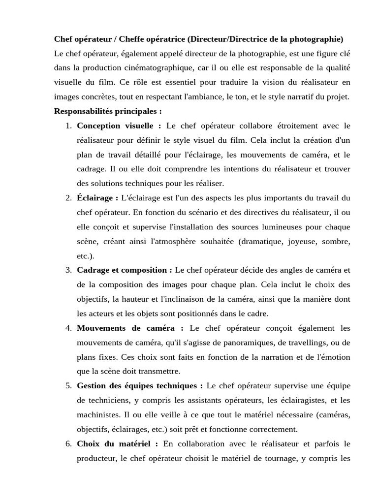 Chef Opérateur | PDF