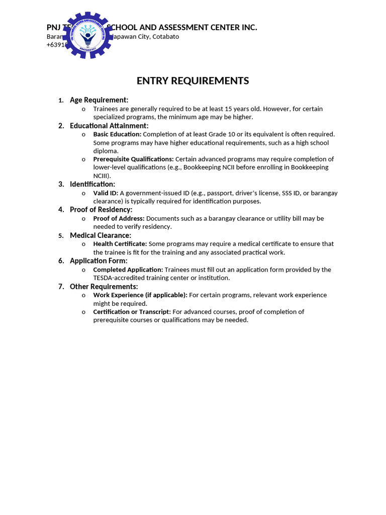 Entry Requirements | PDF