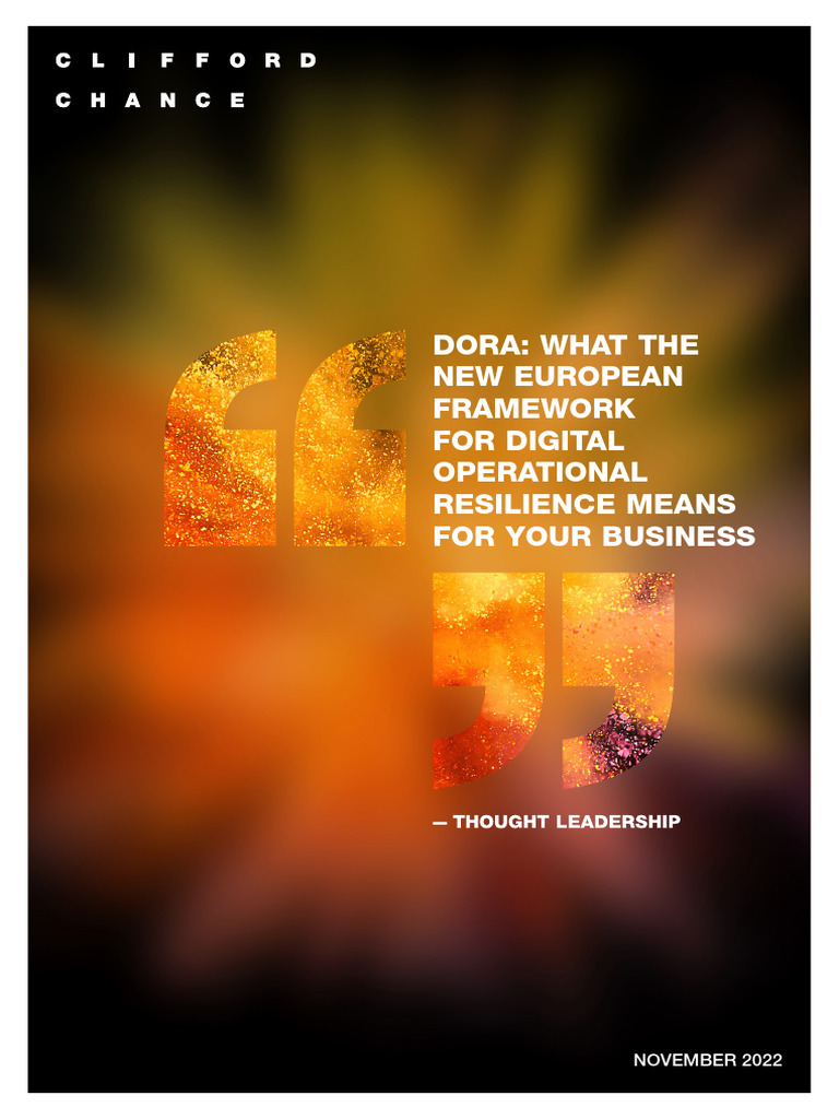 Dora What The New European Framework For Digital Operational Resilience ...
