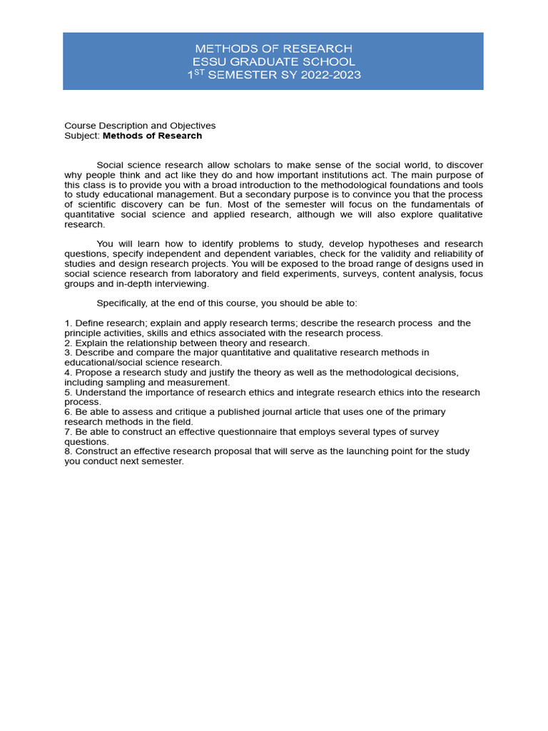 2022 MOR Course Description | PDF