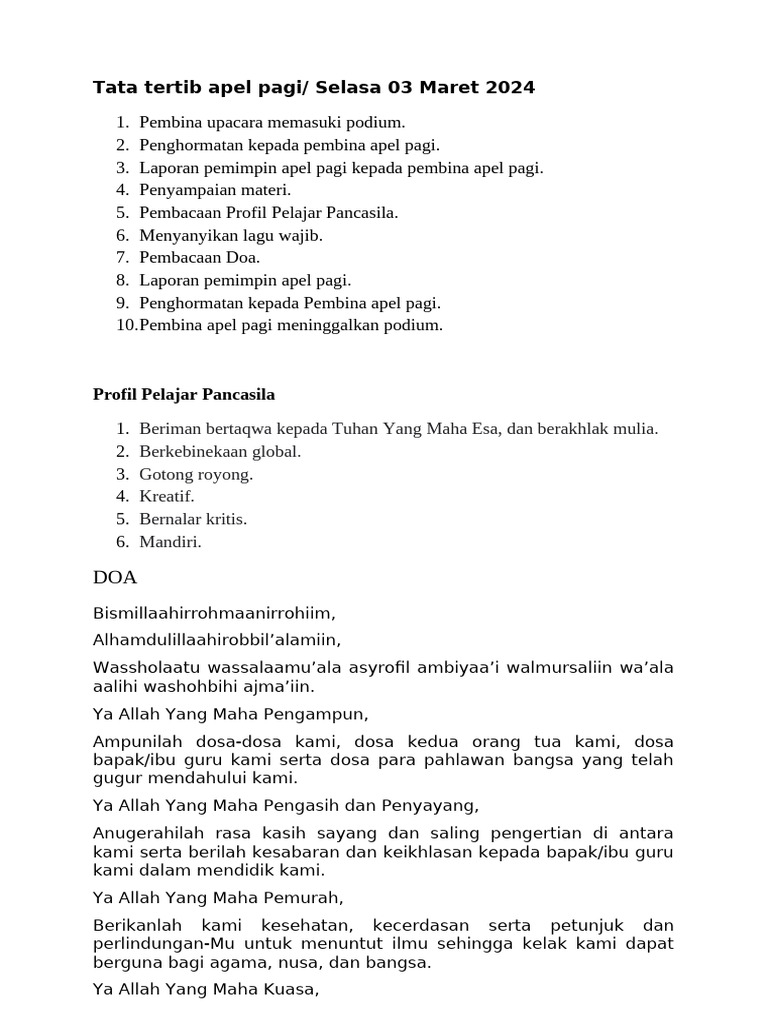 Tata tertib apel pagi | PDF