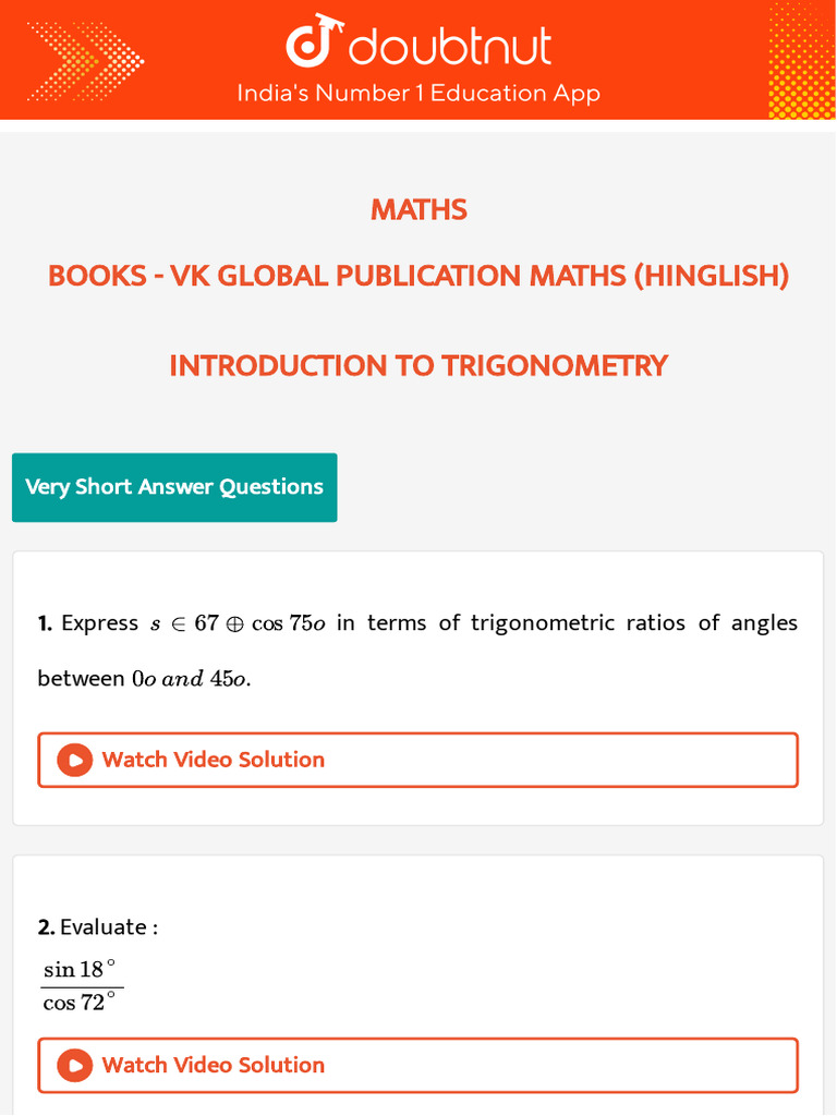 2905 Books Doubtnut Question Bank | PDF | Trigonometry | Teaching ...