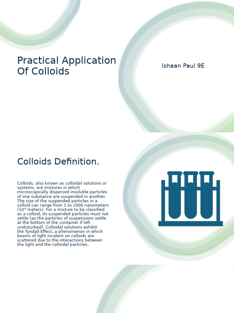 Practical Application of Colloids | PDF