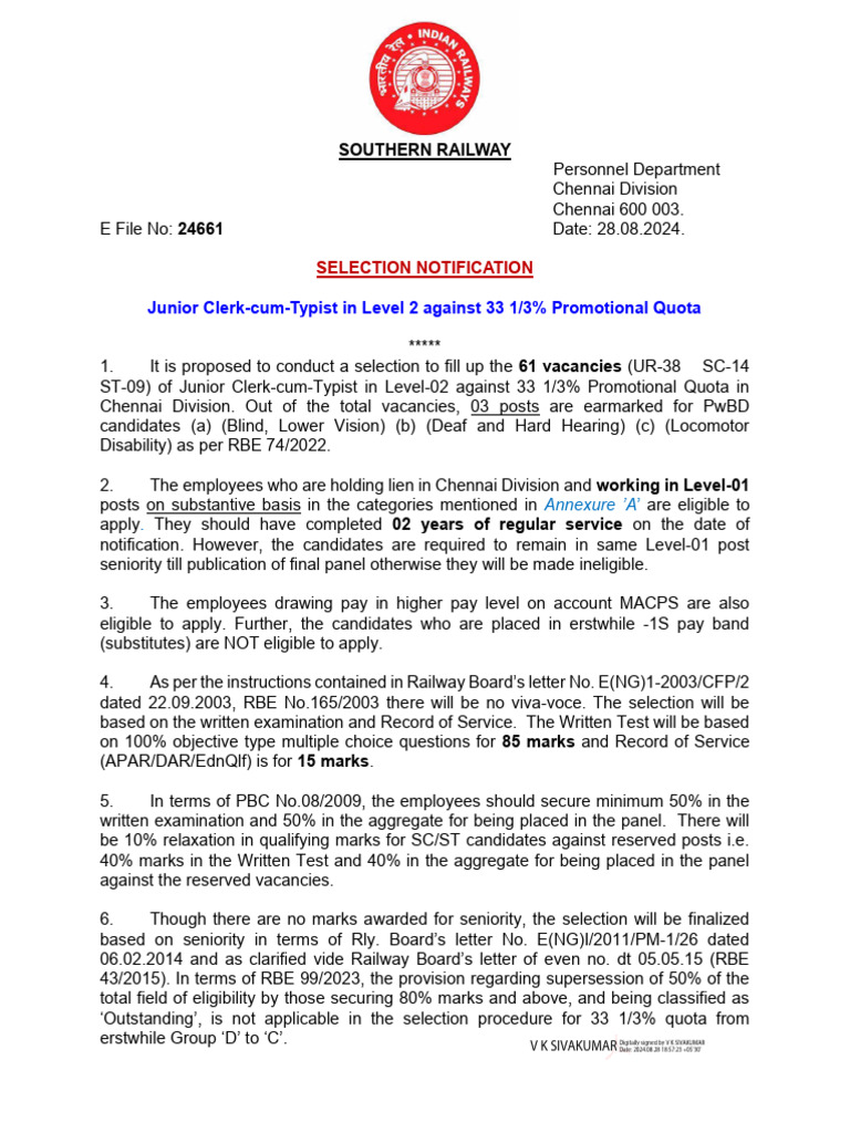 Junior Clerk Notification Final | PDF