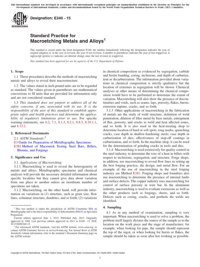 Astm E340 - 15 | PDF