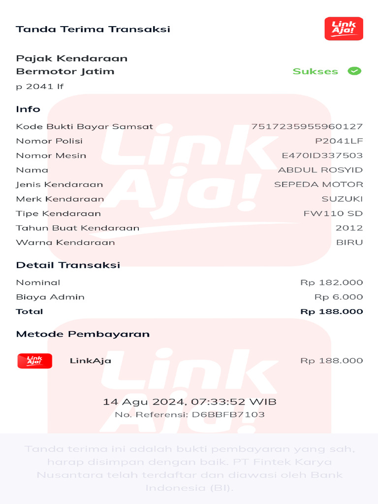LinkAja RECEIPT 20240814 074505 20240814 074505 | PDF